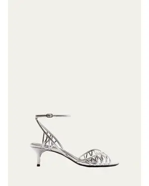 ALEXANDRE BIRMAN 50mm Solene Metallic Leather Sandals