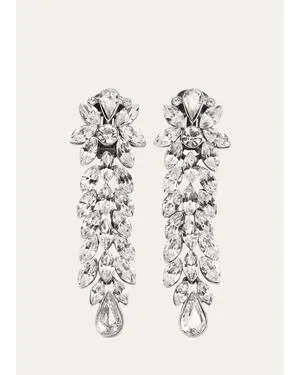 BEN-AMUN Large Crystal Drop Earrings - Silver