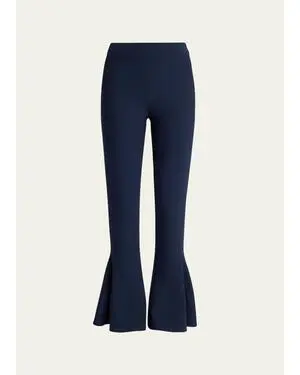 Stella McCartney Compact Knit Peplum Flare Pants - Navy
