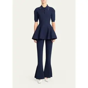 Stella McCartney Compact Knit Peplum Flare Pants