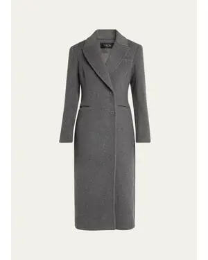 TOCCIN Boston Sculpted Peak-lapel Wool Coat