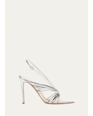 GIANVITO ROSSI 105mm Metallic Leather Slingback Sandals