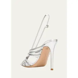 GIANVITO ROSSI 105mm Metallic Leather Slingback Sandals