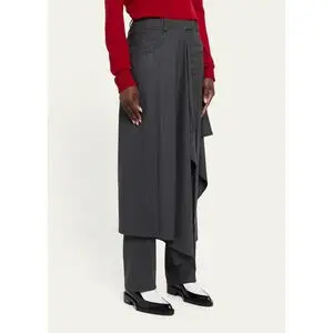 Michael Kors Asymmetric Overskirt Straight-leg Trousers