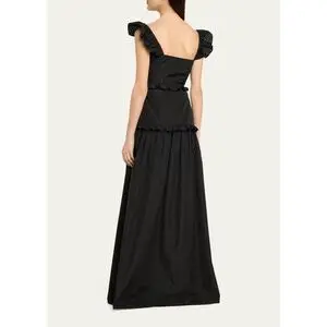 MARKARIAN Arabella Ruffle Sleeveless Check Jacquard Gown