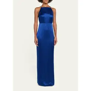 JASON WU Crystal Strappy Backless Satin Apron Gown