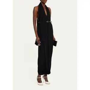 Loewe Backless Draped Crepe Maxi Dress
