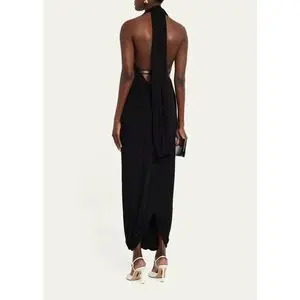 Loewe Backless Draped Crepe Maxi Dress