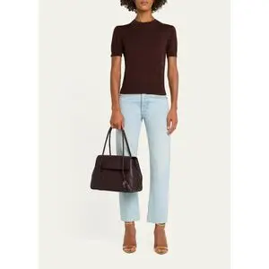TOM FORD Eclipse Medium Leather Shoulder Bag - Chocolate