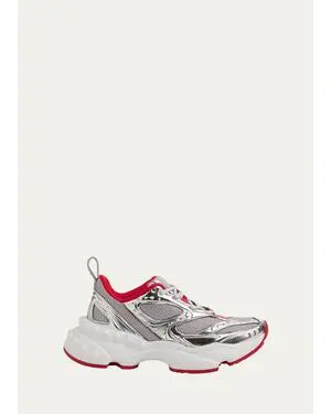 CHRISTIAN LOUBOUTIN So Flo Mesh & Metallic Leather Runner Sneakers