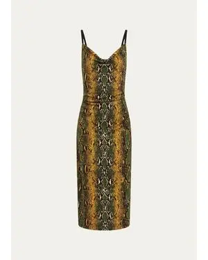 Diane Von Furstenberg Claudia Snakeskin-print Midi Slip Dress