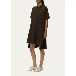 Loewe Short-sleeve Cotton Pique High-low Polo Dress - Brown