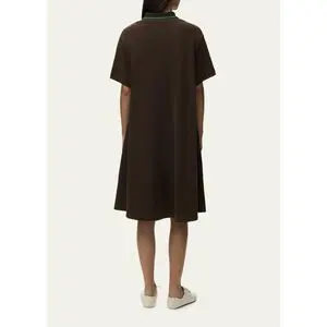 Loewe Short-sleeve Cotton Pique High-low Polo Dress - Brown