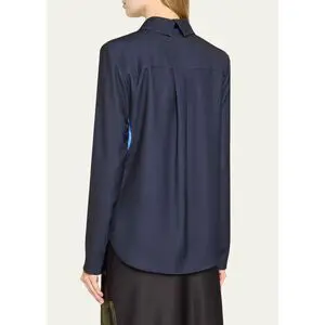 JASON WU Crepe Satin Tie-neck Button-down Shirt