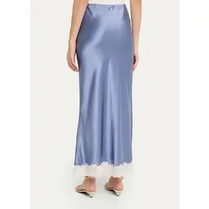 LoveShackFancy Janella Lace-hem Silk Maxi Skirt