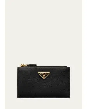 Prada Lips-print Saffiano Leather Card Holder