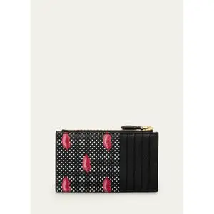Prada Lips-print Saffiano Leather Card Holder