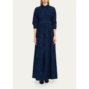 Simkhai Courtney Belted Organza Jacquard Gown