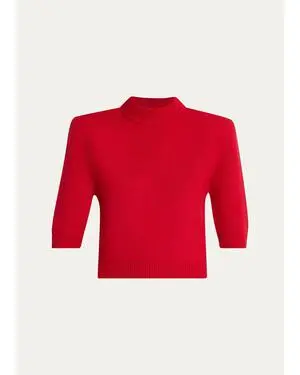 WILLY CHAVARRIA Chavela Wool Short-sleeve Crop Sweater