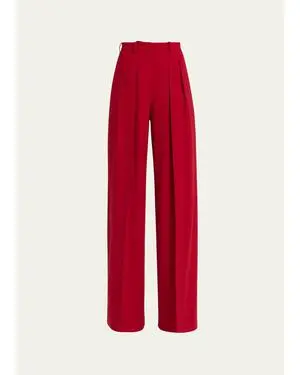 Michael Kors Pleated Wide-leg Trousers - Ruby