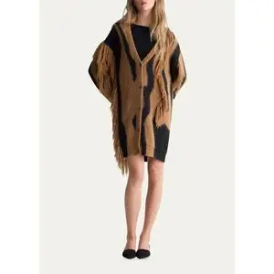 Diane Von Furstenberg Leone Fringed Abstract Intarsia Cardigan