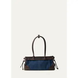 Prada Bonnie Medium Denim And Leather Shoulder Bag
