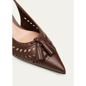 GIANVITO ROSSI 55mm Vitello Cutout Leather Slingback Pumps