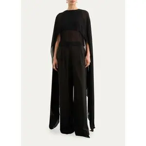 TOCCIN Deia Chiffon Cape Top - Jet