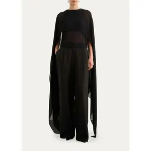 TOCCIN Deia Chiffon Cape Top - Jet