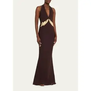 Chiara Boni La Petite Robe Yanar Beaded Mermaid Halter Gown