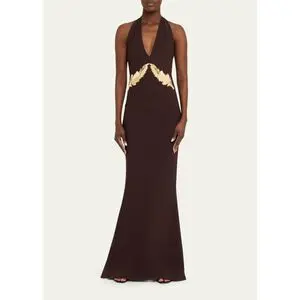 Chiara Boni La Petite Robe Yanar Beaded Mermaid Halter Gown