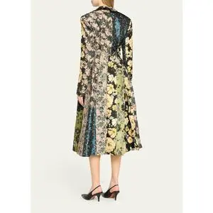 JASON WU Patchwork Floral Jacquard A-line Long Jacket
