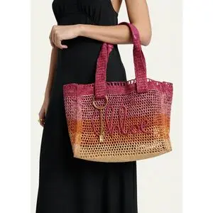 Chloé Summer Banana Ombre Raffia Tote Bag