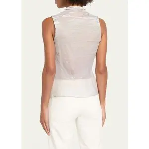 GRACE LING Boat-neck Glitch Velvet Burnout Sleeveless Top