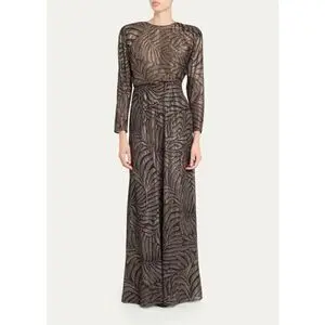 Ralph Lauren Shannen Foiled Chiffon Evening Dress