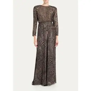 Ralph Lauren Shannen Foiled Chiffon Evening Dress