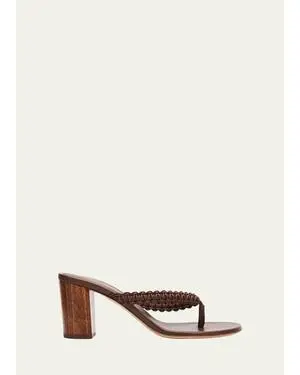 GIANVITO ROSSI 70mm Braided Nappa Leather Thong Sandals - Brown