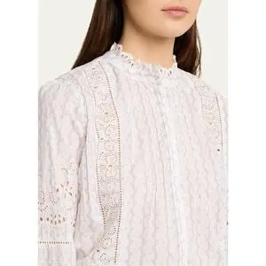 LoveShackFancy Lal Embroidered Button-front Top