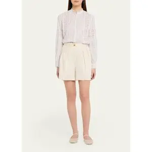 LoveShackFancy Lal Embroidered Button-front Top