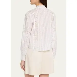 LoveShackFancy Lal Embroidered Button-front Top