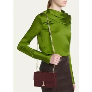 TOM FORD Kara Mini Leather Hanging T Crossbody Bag - Lost Cherry