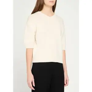Theory Cashmere Short-sleeved Crop Sweater - Ivory