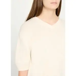 Theory Cashmere Short-sleeved Crop Sweater - Ivory