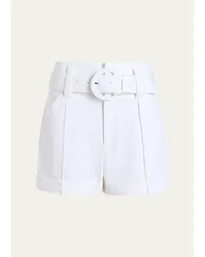 Cinq À Sept Aldi Belted Denim Shorts White