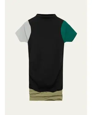 Loewe Mock-neck Colorblock Cap-sleeve Knit Top - Black/multi
