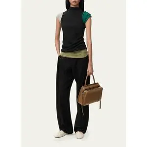 Loewe Mock-neck Colorblock Cap-sleeve Knit Top