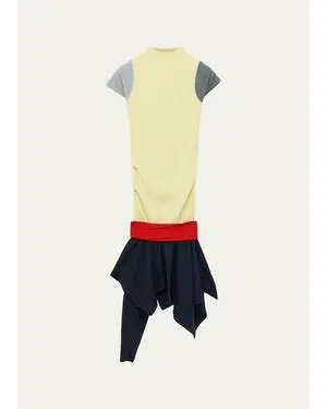 Loewe Mock-neck Colorblock Handkerchief Dress