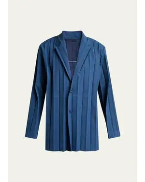 Issey Miyake Edge Ensemble Single-breasted Pleated Jacket