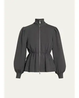 TOCCIN Ida Zip-front Peplum Jacket - Shadow