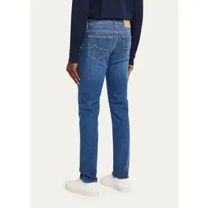 JACOB COHЁN Slim Straight-leg Medium-wash Denim Jeans